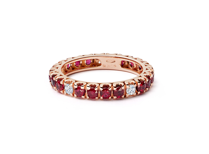Ruby & Diamond Eternity Ring with Split Setting | Bab...