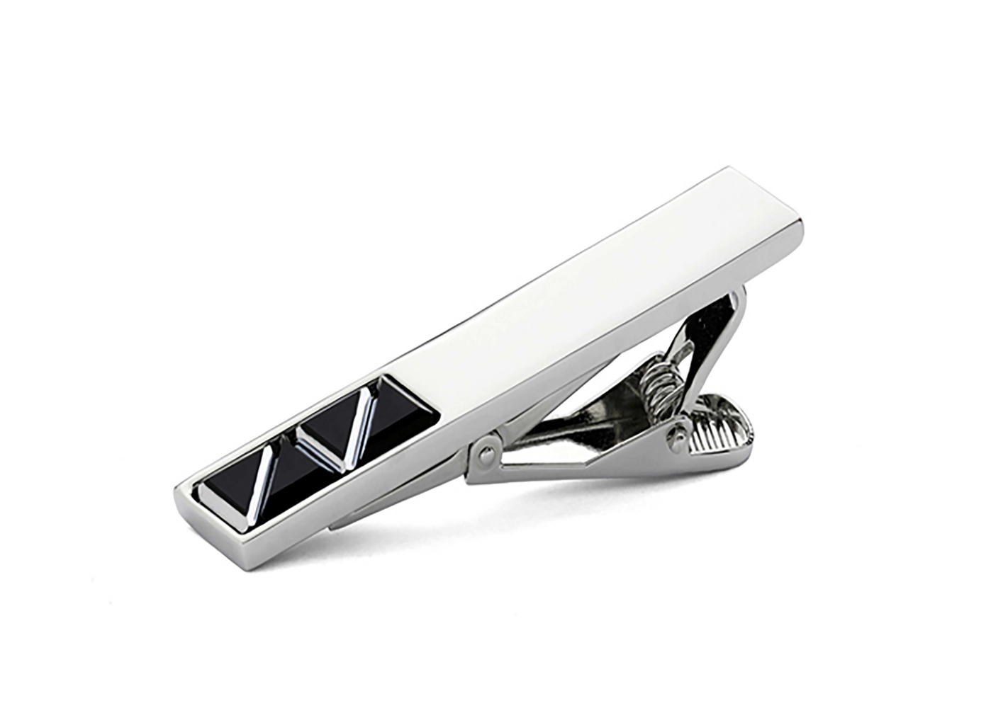 Geo Pyramid Tie Bar Rhodium | Babette Wasserman London